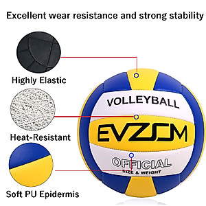 EVZOM Super Soft Volleyball Beach Volleyball Official Size 5 for Outdoor/Indoor/Pool/Gym/Training Premium Volleyball Equipment（Blue）