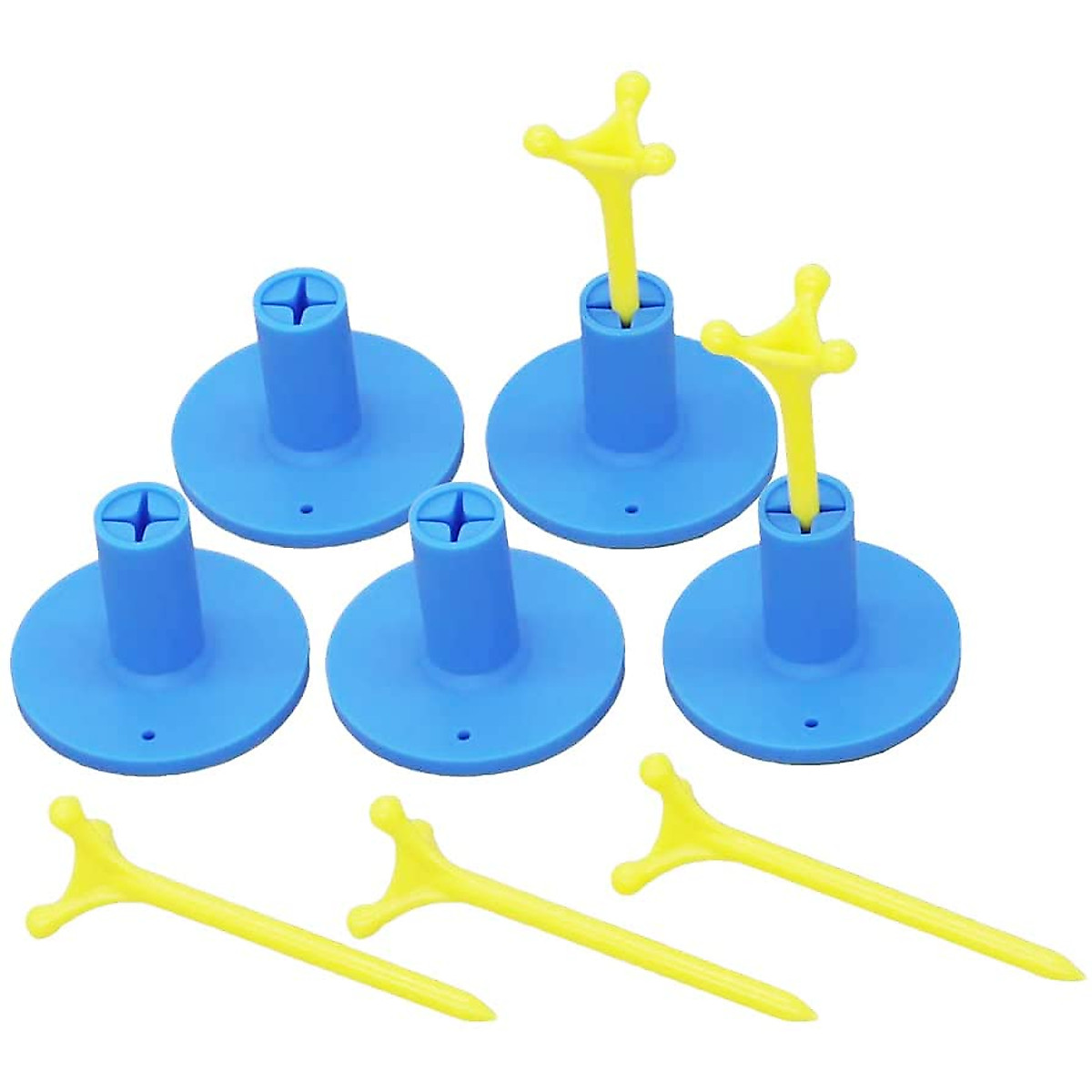 QHALEN Golf Rubber Tee Holder Set for Golf Driving Range Tee Practice Tool Pack of 5 (Blue)