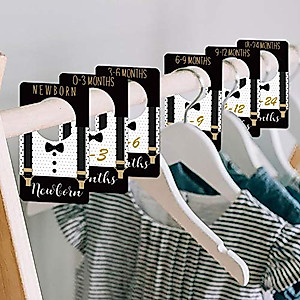 Baby Closet Size Dividers, Gentleman Boy Baby Closet Organizer, Newborn Nursery Wardrobe Divider Hangers to Arrange Clothes with Separator by Size or Age, 0-24 Months