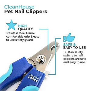 Dog Nail Clippers & Cat Nail Clipper with Nail File - Small Pets - Cat Nail Clippers with Safety Guard to Prevent Over-Cutting - Sharp & Stainless Steel