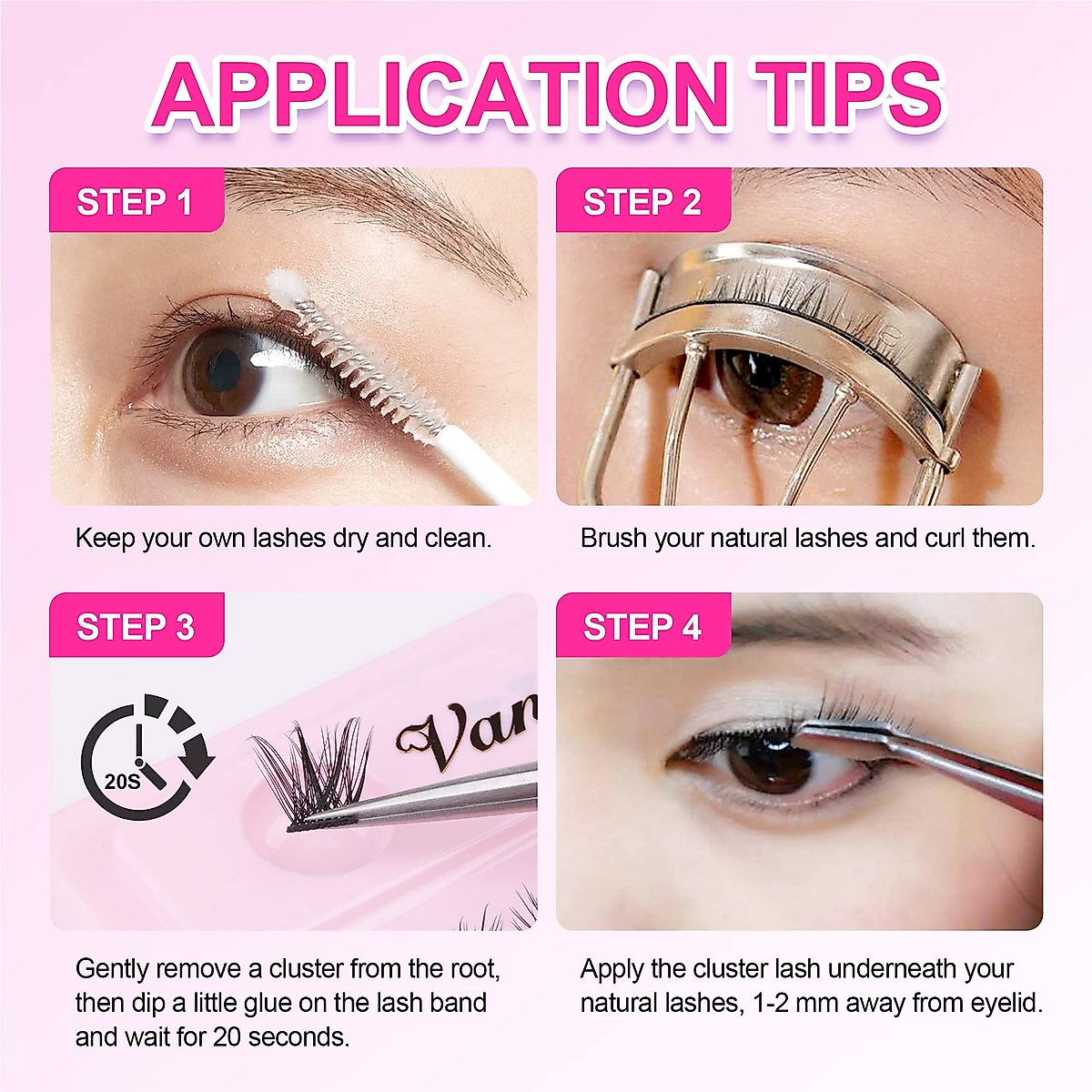 Lash Clusters DIY Eyelash Extension 110 Cluster Lashes D Curl Individual Lashes Extension Wispy Eyelash Clusters Extension Mixed Length Soft Band Reusable Lash Extension DIY at Home (VM05, D-8-16MIX)
