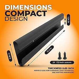 AA Brothers Aluminum Wine Glass Rack 2 Pack, Under Cabinet Wine Glass Holder, Under Shelf Mounted Stemware Rack for Bar Kitchen, Hanging Stemware Rack Organizer Hanger, Black