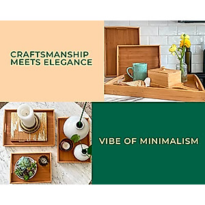 Premium Bamboo Serving Trays Set of 3 - Natural Finish | Stylish and Functional Serving Platters for Food Presentation | Sustainable and Durable Kitchen Accessories