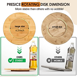 10 Inch Bamboo Wood Lazy Susan Organizers - Non-Skid Turntable Rack for Table, Pantry Organization and Storage, Kitchen, Cabinets, Closets, Spice Rack - Large Base, Anti-Rollover - 2 Pack