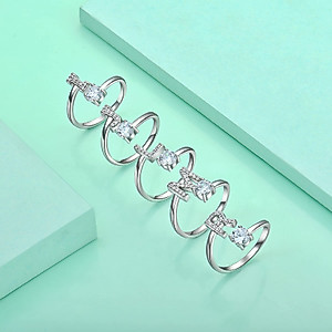 STARCHENIE Initial Ring for Women 925 Sterling Silver Letter J Alphabet Adjustable Ring Size 7