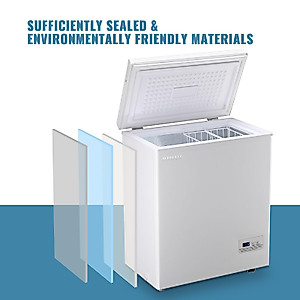 DEMULLER Chest Freezer with Electronic Control 41℉ to -15 ℉Deep Freezer 4.0Cubic Feet Freestanding Small Freezers with 2Removable Stainless Steel Basket Mini Freezer Top Open Door Compact Freezer
