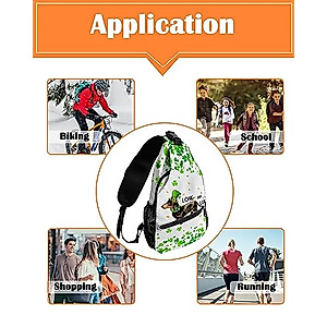 Gsypo Sling Backpack, Happy St. Patrick's Day Clover Puppy Dog Waterproof Lightweight Small Sling Bag, Travel Chest Bag Crossbody Shoulder Bag Hiking Daypack for Women Men