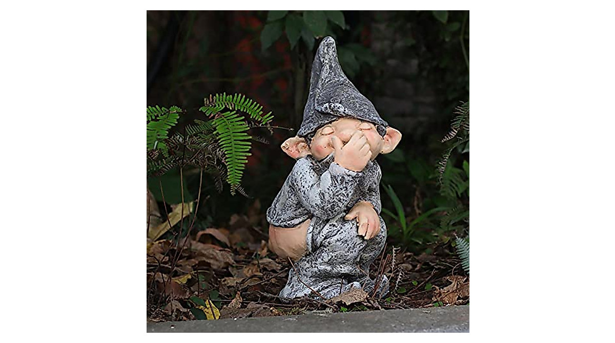 Funny Pooping Garden Gnome Statue - Unique Outdoor Yard Decor