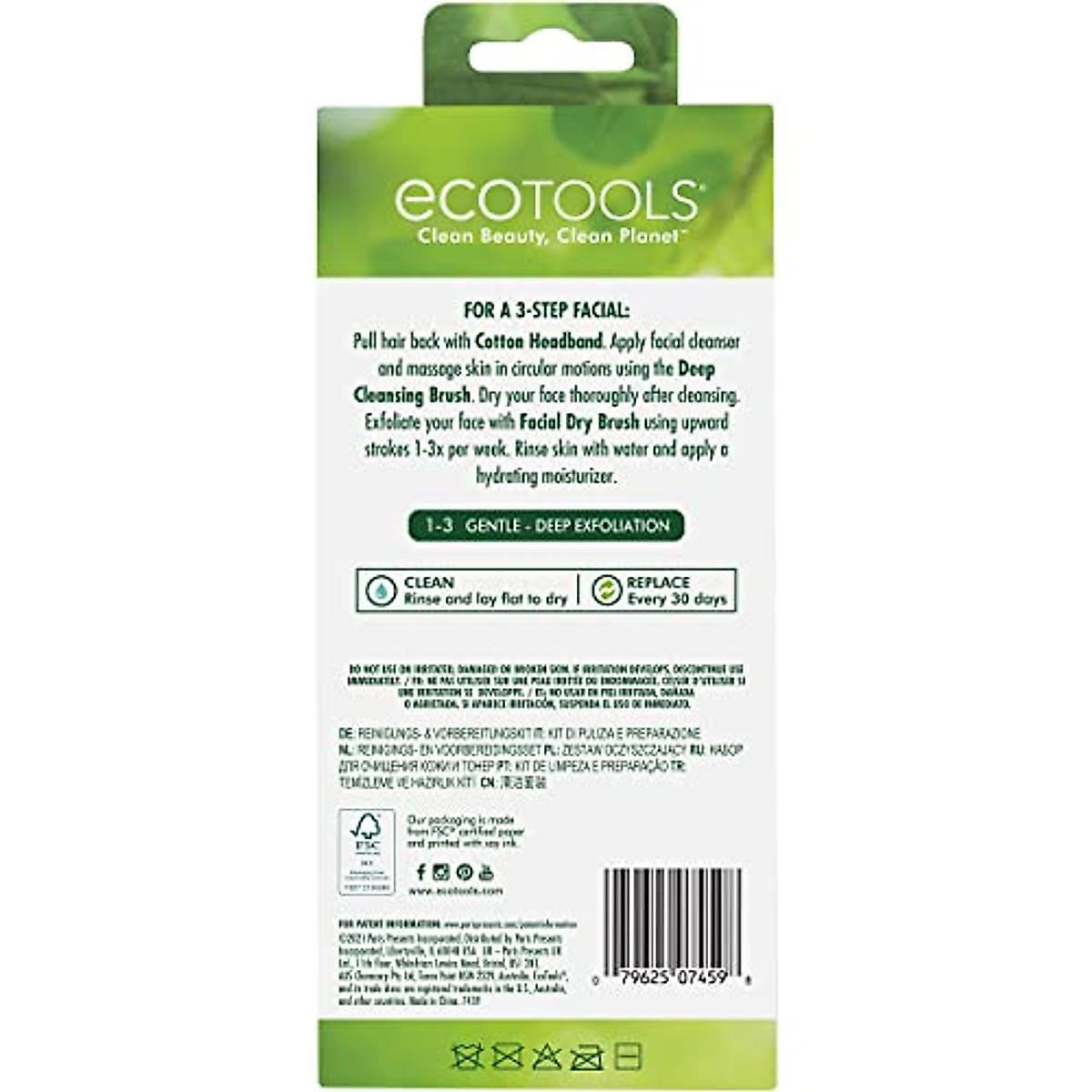 EcoTools Facial Cleanse & Prep Kit, Self-Care Skincare Tools, Cleanse & Exfoliate, Spa Headband, Cleansing Brush, Dry Brush, Makeup Prep, Eco-Friendly Skincare, Cruelty Free & Vegan, 3 Piece Set