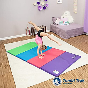 Tumbl Trak Gymnastics Folding Tumbling Panel Mat, 4ft x 8ft x 1-3/8in, Blueberry (G-824bb)