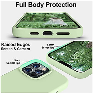 Vooii Compatible with iPhone 12 Pro Max Case, Soft Liquid Silicone Full Body Protective Slim Case with [Anti-Scratch Microfiber Lining] [Camera Protective] [Support Wireless Charging] - Matcha