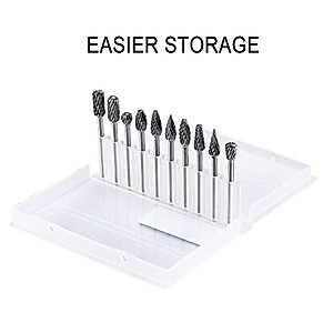 Yoption 10Pcs Double Cut Tungsten Carbide Rotary Burrs Set, with 3mm (1/8 Inch) and 6 mm (1/4 Inch) Head for Wood & Stone Working, Drilling, Steel Metal Carving, Polishing, Engraving