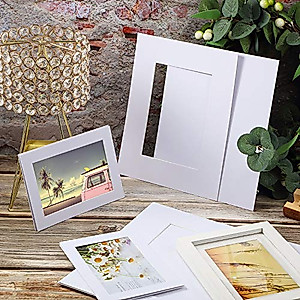 White Picture Mat Kit, Includes Anti Acid Pre Cut Display Photo Frame Mat and Core Bevel Cutting Mat Board for Photo Picture Artwork (12 Sets, 5 x 7, 8 x 10, 11 x 14 Inch)