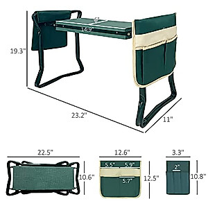 LUCKYERMORE Garden Kneeler and Seat Heavy Duty Gardening Bench for Kneeling and Sitting Folding Garden Stools with Two Tool Pouches and Widen Soft Kneeling Pad