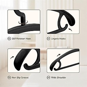 Trrcylp 10 Pack Heavy Duty Plastic Hangers 25lb Capacity Swivel Hook Clothes Hanger Wide Shoulder Non Slip Thick Coat Hanger Black
