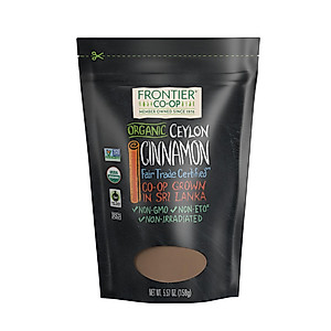 Frontier Co-op Organic Fair Trade Ground Ceylon Cinnamon 5.57oz - Cinnamon Powder Organic, Bulk Bag Refill for Cinnamon Shaker