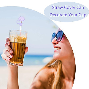 Rujowy Reusable Silicone Straw Cap for Stanley Cup Straw Stopper Protector, 10mm/0.4inch Cloud Straw Protective Cap (4 Pcs)