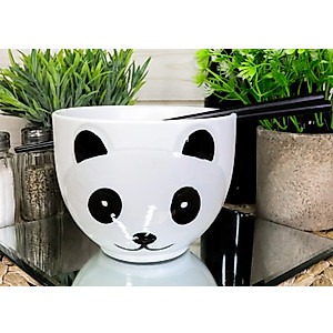 Ebros Gift Whimsical Ceramic Abstract White Giant Panda Pasta Ramen Udong Pho Noodles Soup Bowl and Chopsticks Set Dining Gourmet Meal Pandas Bears Collection Rice Bowls Decor Kitchen