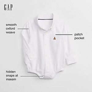 GAP baby boys Oxford Bodysuit Dress Shirt, White V2 Global, 3-6 Months US