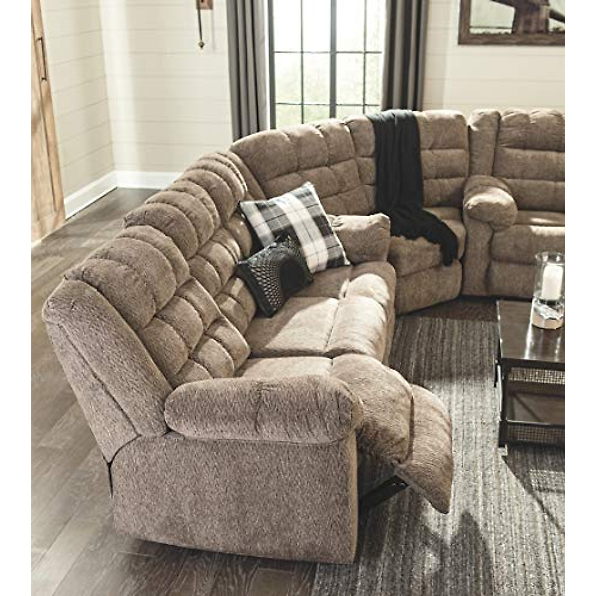 Signature Design by Ashley Workhorse Oversized Manual Reclining Sofa, Light Brown