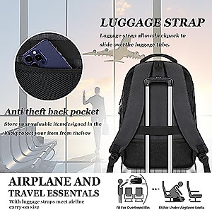 BAGEIRA 17.3 Inch Laptop Backpack, School Backpacks for teen boys, College High School Backpack. Travel Backpacks with usb Charging Port for Women Men. Anti-theft Waterproof Work Bookbags, Black