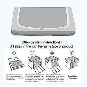 Dimusel Clothes Storage Bins, 100L [4 Pack ] Foldable Oxford Cloth Steel Frame Organizers Bag with Large Clear Window & Durable Handles Carry Handles for Clothing, Comforter Storage (Blue Dots)