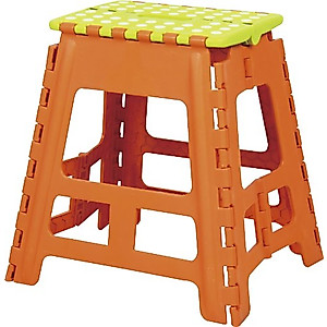 AZUMAYA BLC-312OR Cluster Stool, Folding Step Stool, Large, Orange
