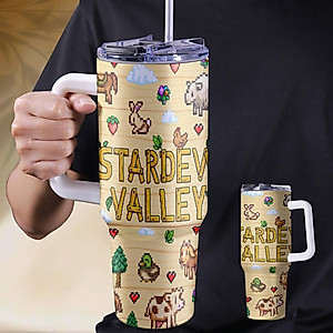 Stardew Farm Valley Collection Tumbler Game Stardew Coffee Valley Tumble Stainless Steel Vacuum Insulated, Thermos Mug With Lids And Straws, Travel Coffee Valley Cup Farm Gifts