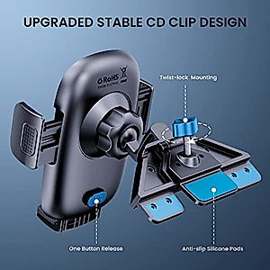 Phone Mount for Car Phone Holder Mount Upgraded Metal CD Slot Phone Holder Car Cell Phone Holder Car Thick Cases Friendly iPhone Holder for Car Phone Mount for CD Player Compatible with All Smartphone