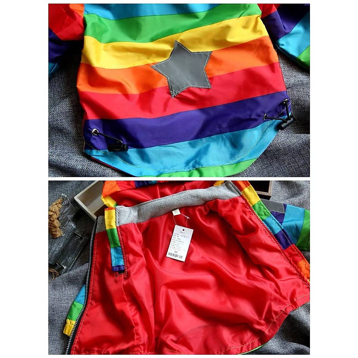 FABRST Toddler Boys Girls Windbreak Kids Fashion Rainbow Hooded Sun Jacket Baby Casual Outwear Fall Winter School Outfits（Rainbow,2T）