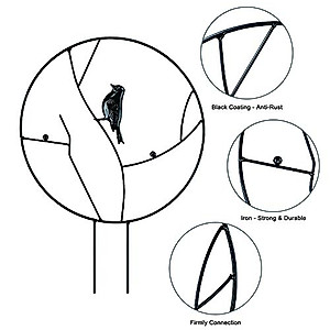 16.3" Tall Garden Trellis for Climbing Plants, Rust-Proof Iron Trellis for Indoor Potted Plants, Bird Round Circle Trellis, Metal Vine Plant Support Trellis for Vines Hoya Houseplants Ivy Flowers