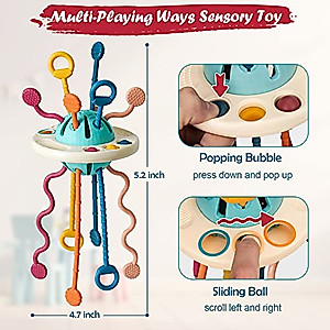 Baby Toys 6 to 12 Months, Sensory Montessori Toys for Babies 1+Year Old, Food Grade Silicone Pull String Teething Toys, Baby&Toddler Toys with Turtle Toy, Travel Toys, Gift for Babies 0-6 12-18 Months