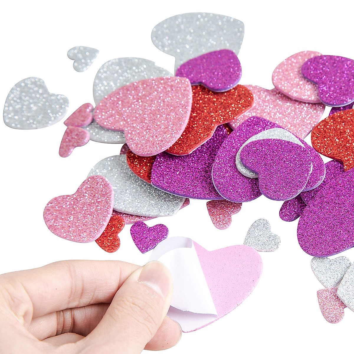 JOYIN 126+ Pcs Valentines Day Craft Gift Set with 100 Heart Doilies, 24 Pcs Foam Hearts & 2 Bags of Foam Heart Stickers for Kids, Tableware Decoration, Home Activitie, Kitchen Disposable Table Doilies