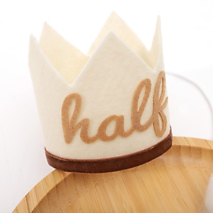 Agkvw Half Birthday Crown - Boho Cake Smash Prop, 6 Months Hat for Boys in Brown