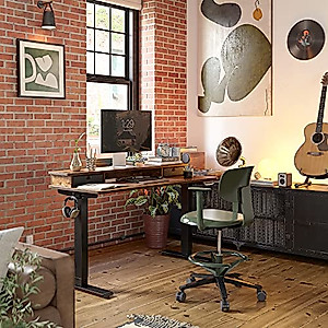 FEZIBO Height Adjustable Electric Standing desk with Double Drawer, 48 x 24 Inch Table with Storage Shelf, Sit Stand Desk with Splice Board, Black Frame/Rustic Brown Top, 48 inch