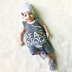 Aalizzwell 6-12 9 Months Baby Boy Romper Infant Sleeveless Short Romper One Piece Active Summer Clothes Gray