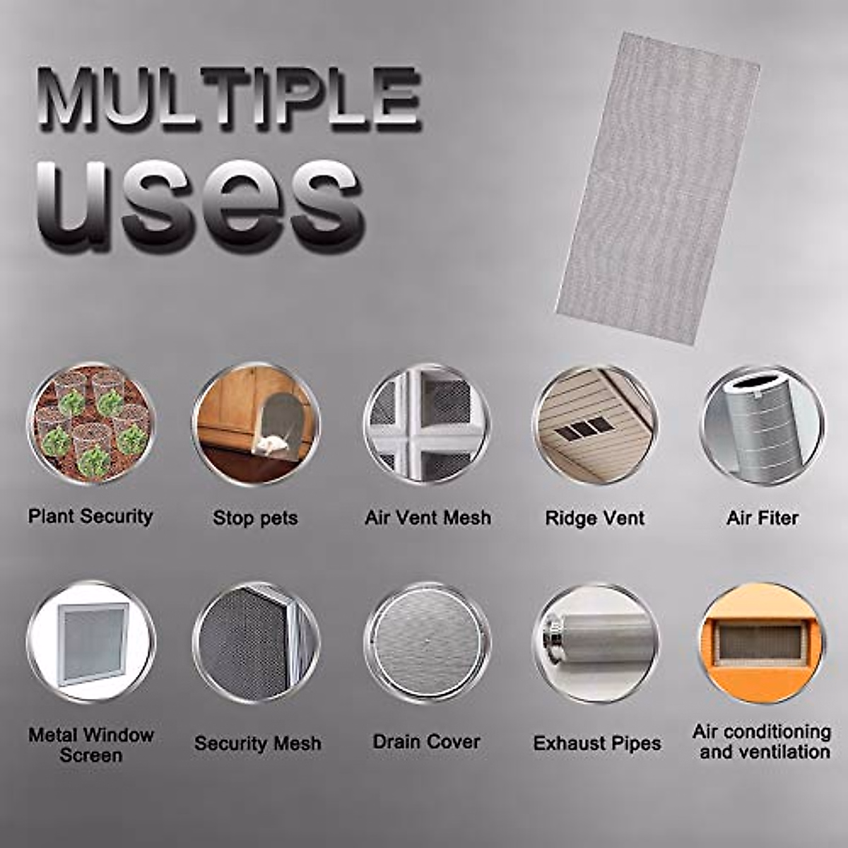 304 Stainless Steel Woven Wire 8 Mesh - 12"X24" (30cmX60cm) Garden Fence BBQ Wire Mesh Window Screen Mesh 2 Pcs