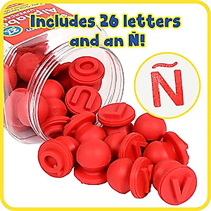 READY 2 LEARN Easy Grip Dough and Paint Stampers - Uppercase Alphabet - Set of 27 - Ages 2+ - Easy to Hold Letter Stamps for Kids