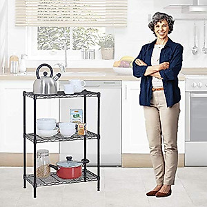 Storage Shelves Metal Wire Shelving Unit NSF Heavy Duty 3-Tier Height Adjustable Utility Steel Garage Shelving with Leveling Feet 23" L x 13" W x 30" H Sturdy Shelf Organizer Rack for Kitchen, Office