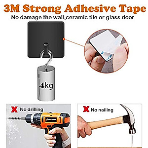 4 Pack Self Adhesive Hooks, Veriya Stainless Steel Adhesive Hook Heavy Duty Sticky Hanger Waterproof Rustproof Hanging Holder Stick on Wall, Door, Bathroom, Kitchen, Office (Black)