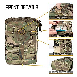 IDOGEAR Molle Dump Pouch Tactical Molle Pouches Foldable Drawstring Mag Pouches for Battle Belt Backpack Utility Folding Dump Pouch Waist Bag (camo)