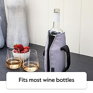 ThermoFlask Wine Bottle Ice Jacket - Wine Bottle Holder with Adjustable Buckle & Strap - Temp-Lock Wine Carrier - Wine Carrier for Travel - Wine Accessory for Brunch, Christmas, Parties & More - Grey