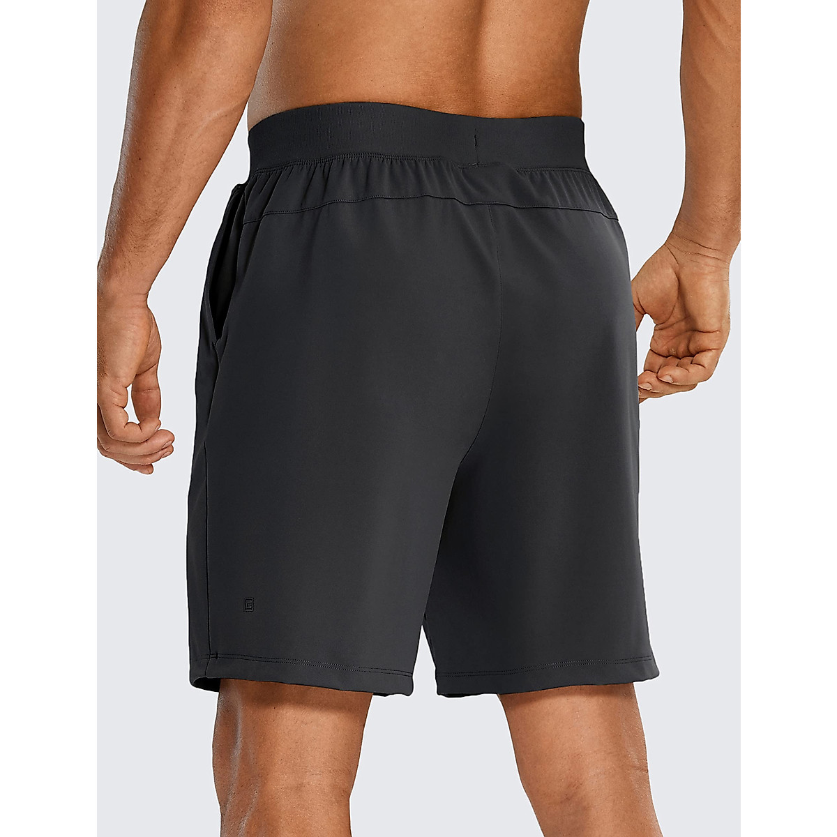 CRZ YOGA Men's Four-Way Stretch Workout Shorts - 7'' Soft Durable for Casual Athletic with Pockets Ink Gray Medium
