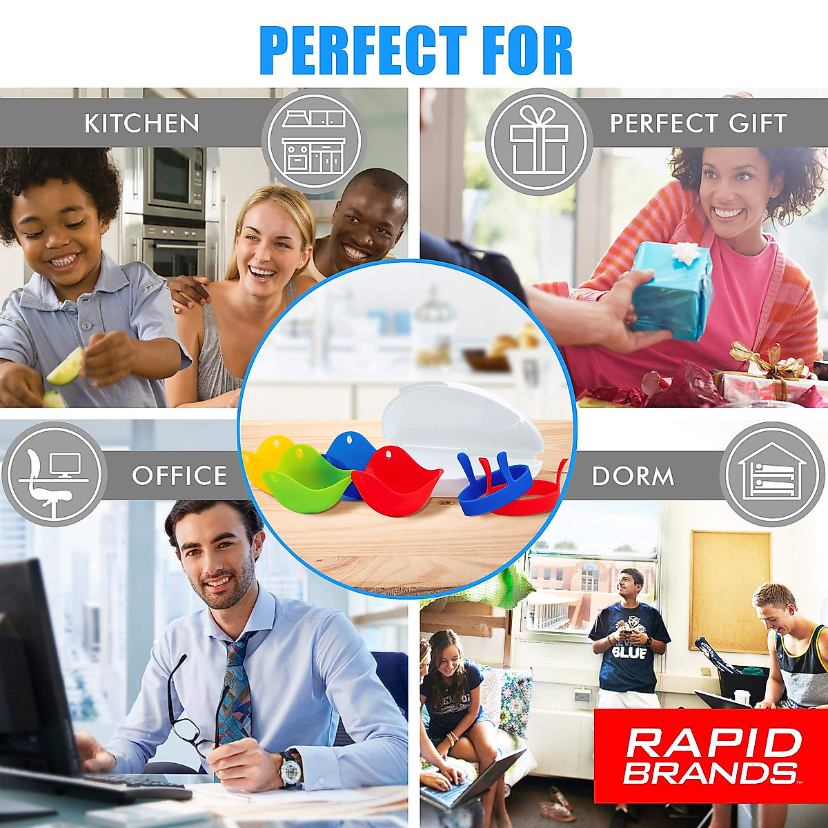Rapid Brands 7-Piece Microwave Poached Egg & Omelette Cookware Set | Perfect for Dorm, Small Kitchen, or Office | Dishwasher-Safe, Microwaveable, & BPA-Free
