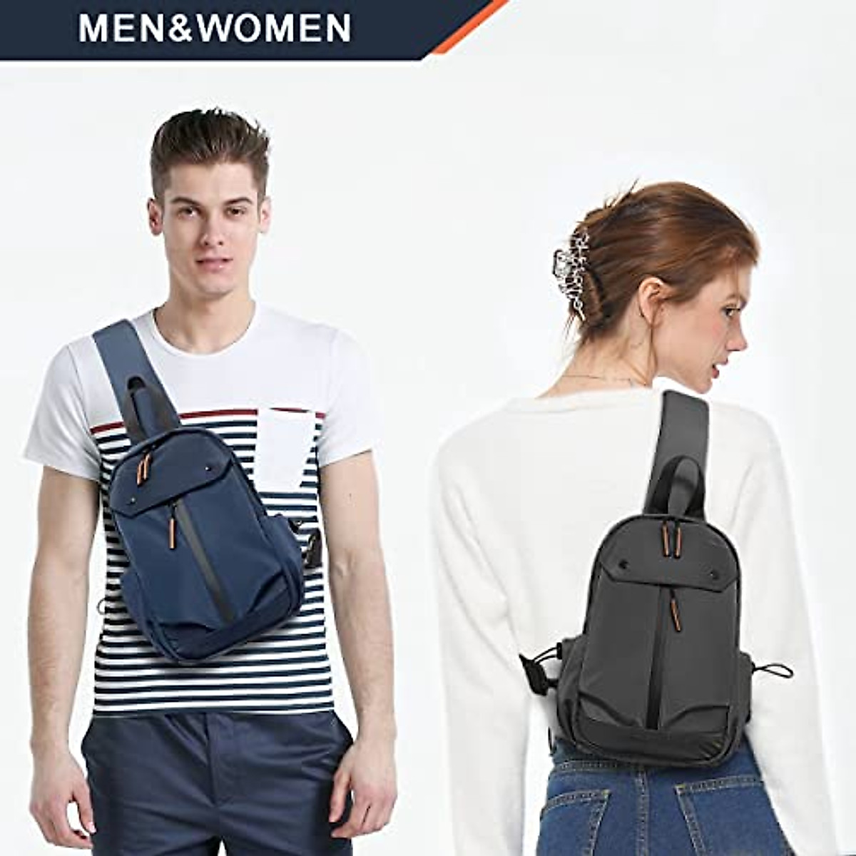 AIWIWH Crossbody Backpack With USB Charging Interface, Sling Bags Chest Bag Outdoor Hiking Travel Daypack For Men Women (Black)