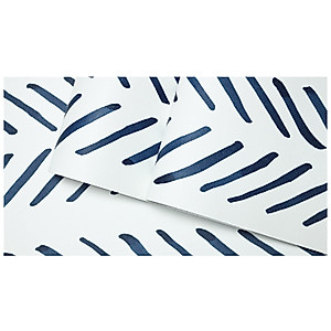 HAOKHOME Boho Peel and Stick Wallpaper Stripe Removable Navy/White Chevron Vinyl Contact Paper Mural for Home Decor 17.7in x 9.8ft