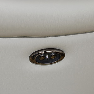 Ocstta Genuine Leather Power Recliner Couch, 77" Leather Couch with Storage Console&Cup Holer, Top Grain Reclining Leather Couch for Living Room Office Apartment (Recliner Loveseat, Light Grey)