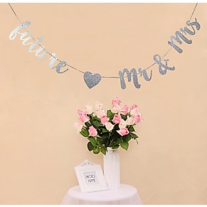 StarsGarden Silver Glitter Future Mr&Mrs Banner Hanging Garland -Perfect Decoration for Bridal Shower, Engagement, Bachelorette, Wedding Party, 2.5m (SG-22N447)