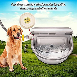 ZHEQOGZH Automatic Dog Water Dispenser Water Trough for Livestock Pig Chicken Waterer Stainless Steel Automatic Waterer Bowl with Float Valve Drain Plug Braided Hose Garden Hose Quick Connect Fittings