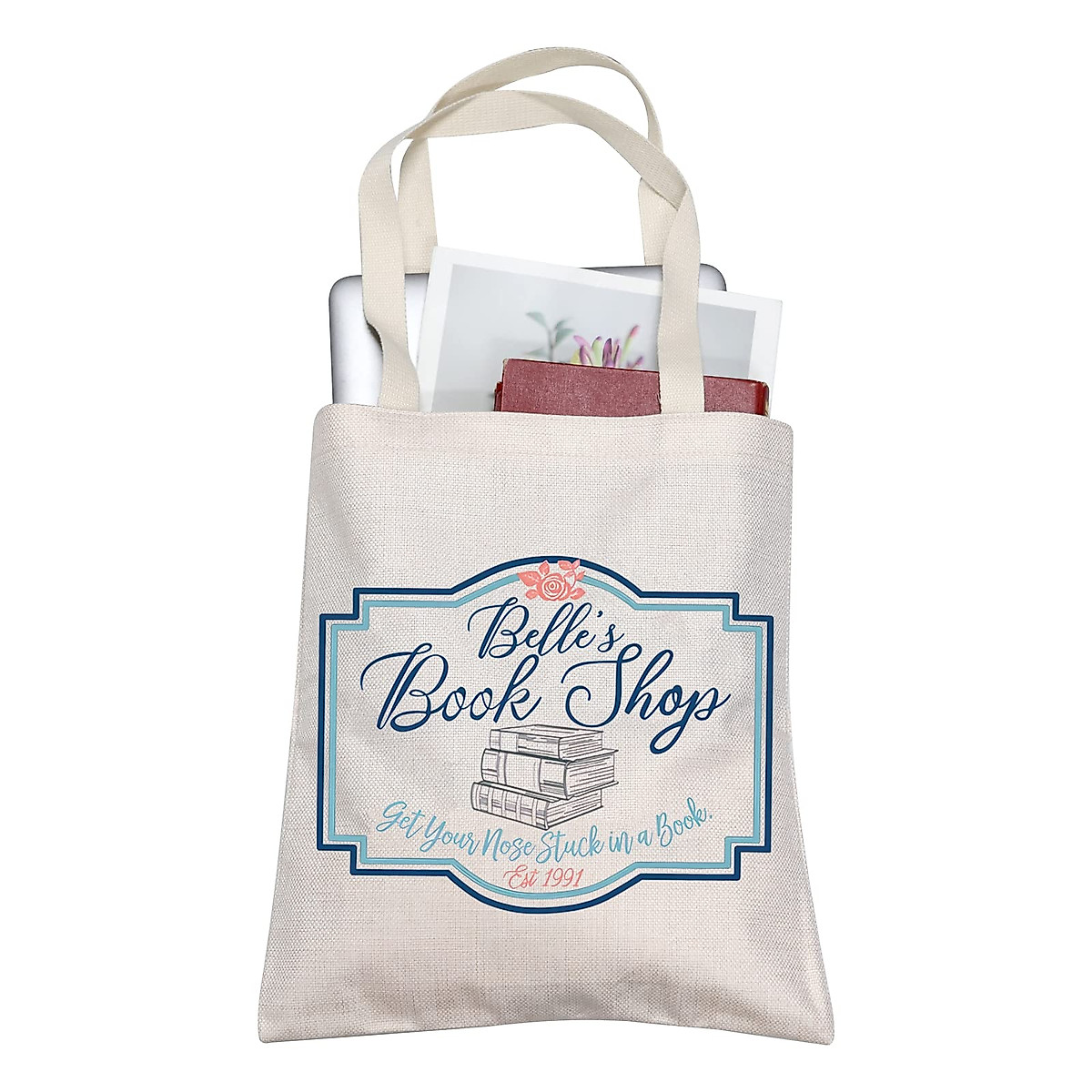 BLUPARK Movie Character Princess Tote Bag - Book Lover Gift and Movie Inspired Merch (Book Shop Design)